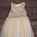Champagne Cream Flower Girl Dress, Gold Sequin Top, Floor Length Dress ...