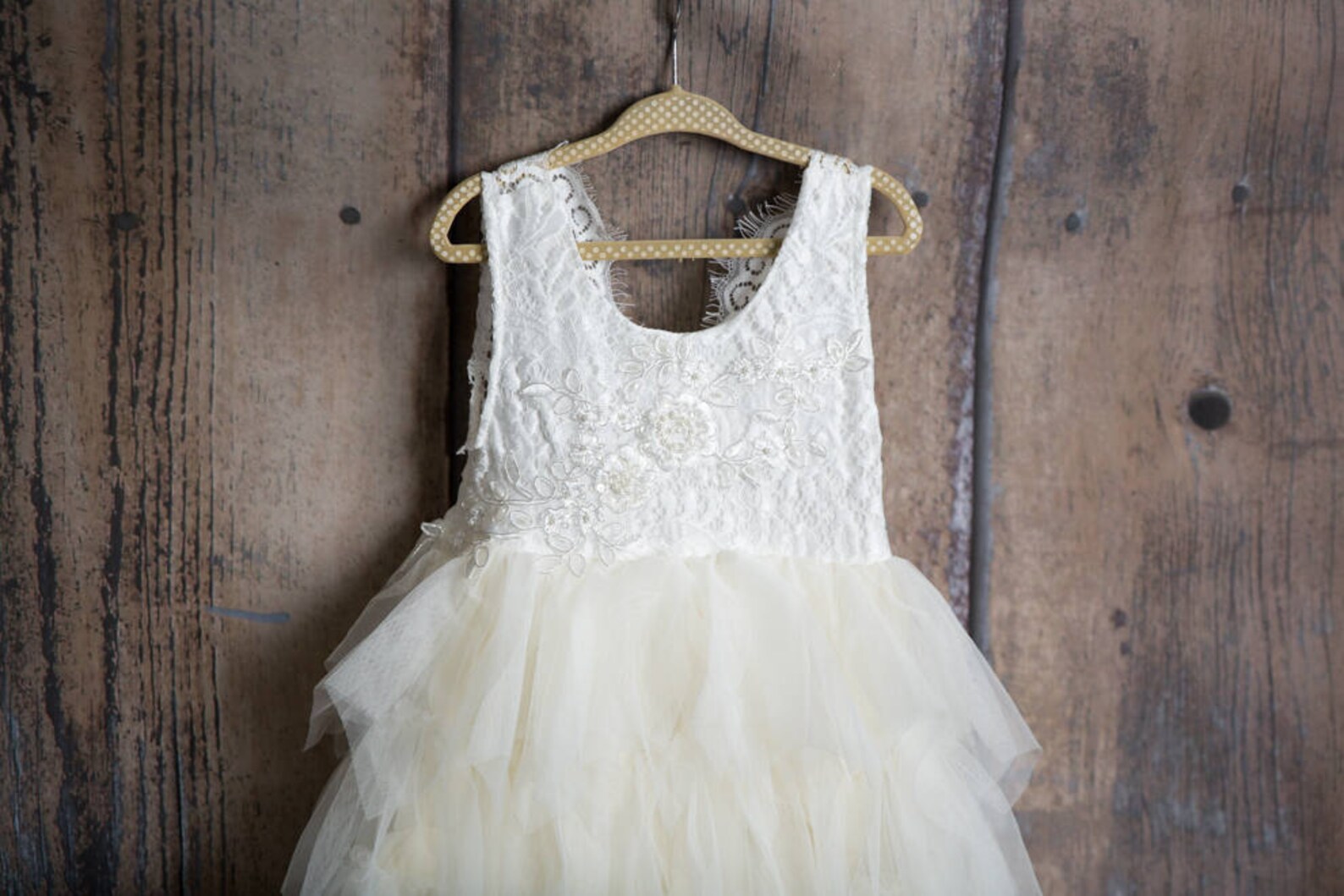 Romantic Ivory Cream Tulle Wedding Gown, White Lace Flower Girl Dress ...