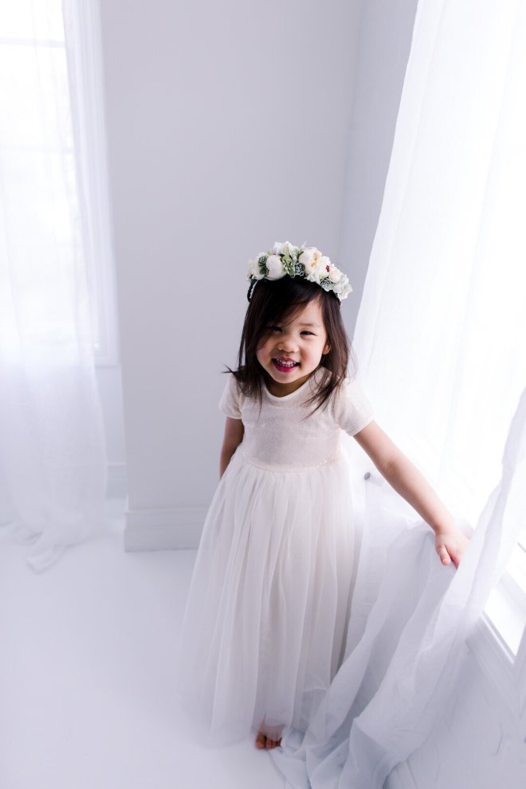 Nicole Ivory Cream Flower Girl Dress, Floor Length Long Sequin Dress ...