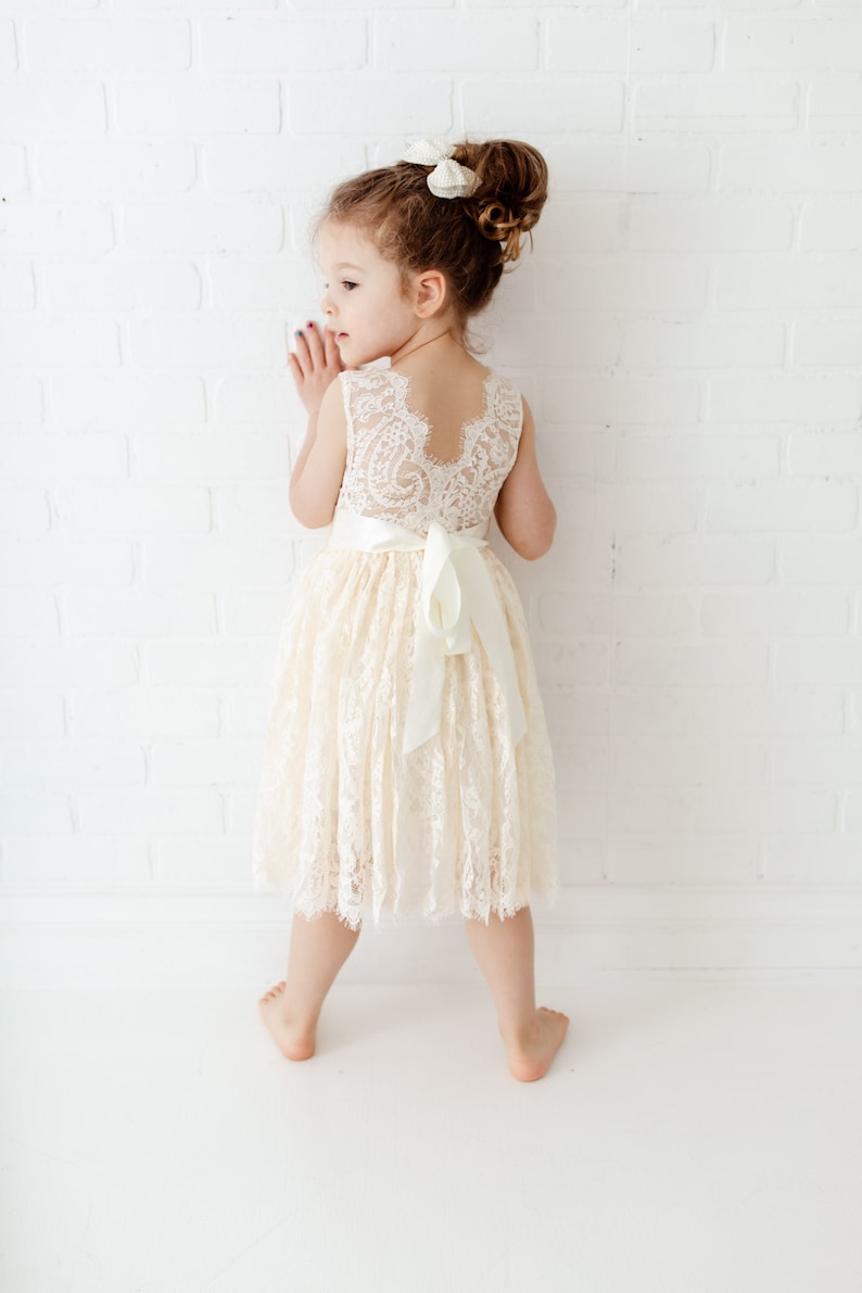 Bohemian Ivory Flower Girl Dress Rustic Tulle Wedding Dress Etsy