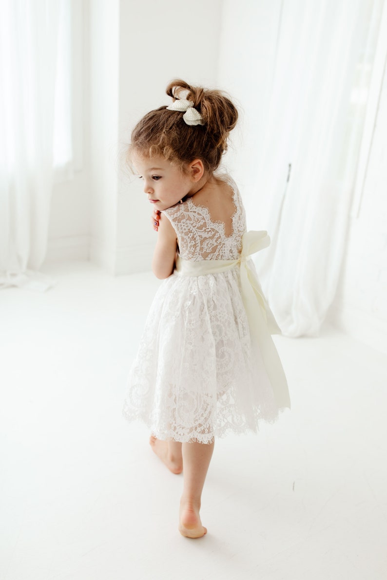 Bohemian White Flower Girl Dress Rustic Lace Wedding Dress - Etsy