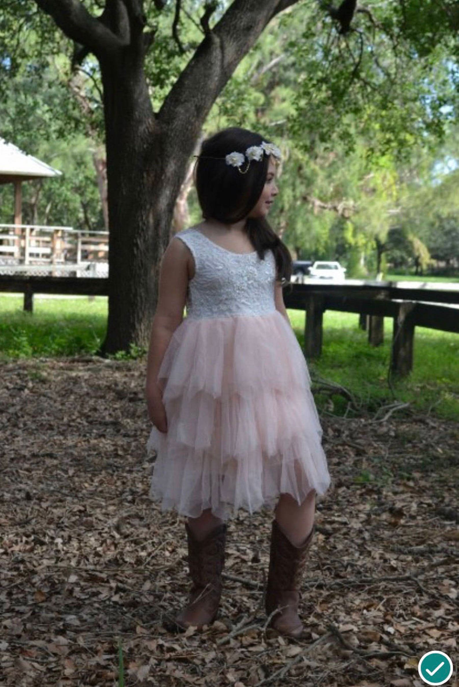 Lace Flower Girl Dress, Blush Pink Tulle Wedding, White Wedding, Tutu ...