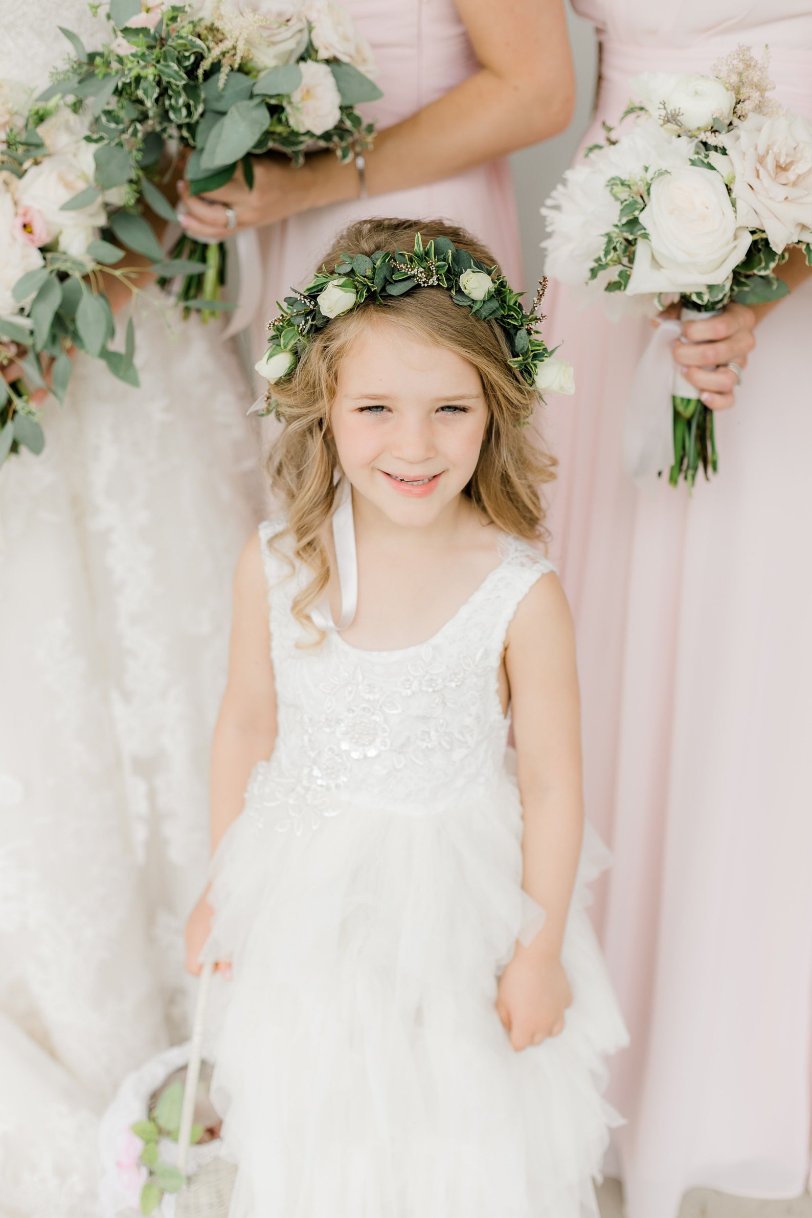 Romantic Ivory Cream Tulle Wedding Gown, White Lace Flower Girl Dress ...