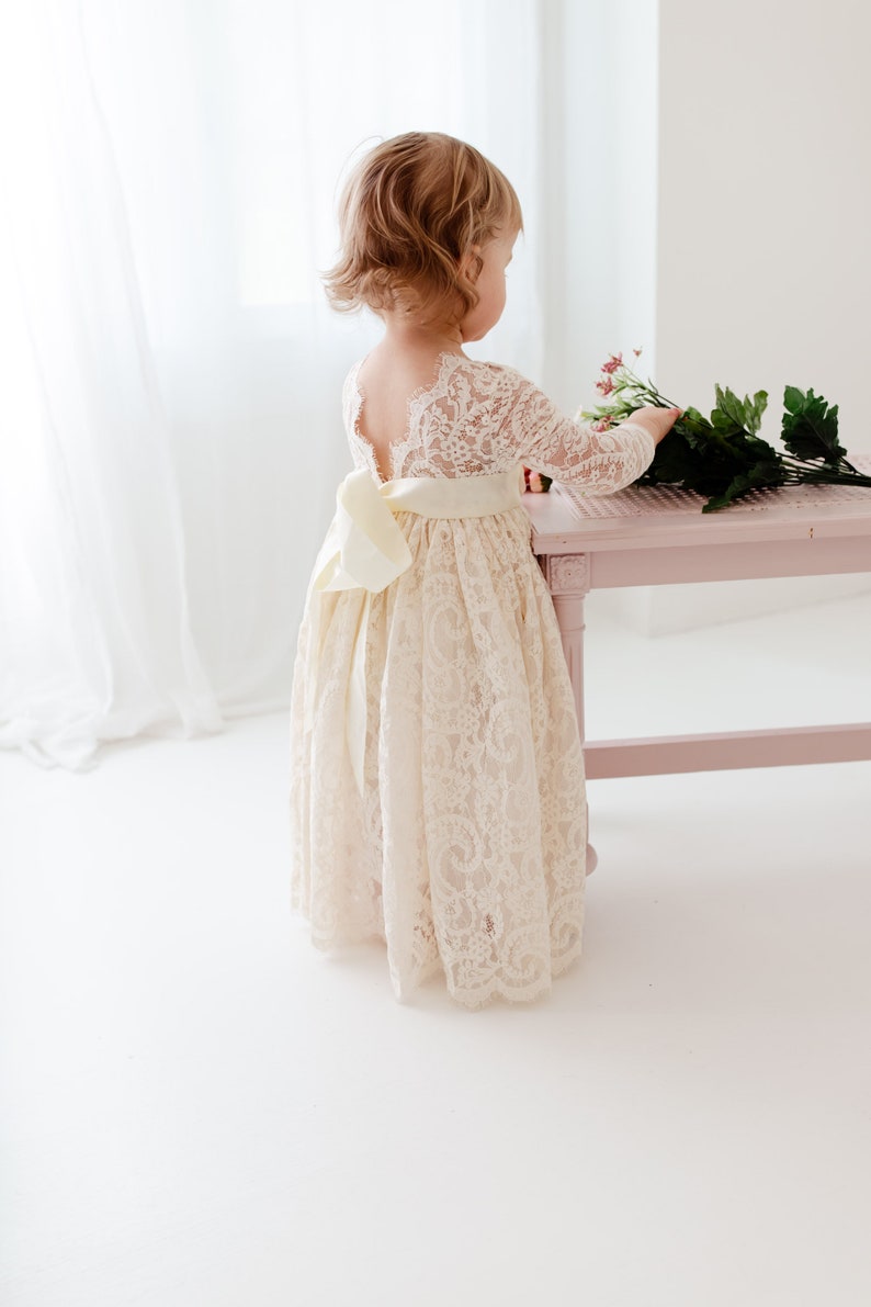 Bohemian Ivory Flower Girl Dress Rustic Tulle Wedding Dress Etsy