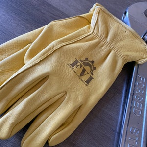Custom Engraved Branded Logo Leather Work Gloves for Business, Company ...