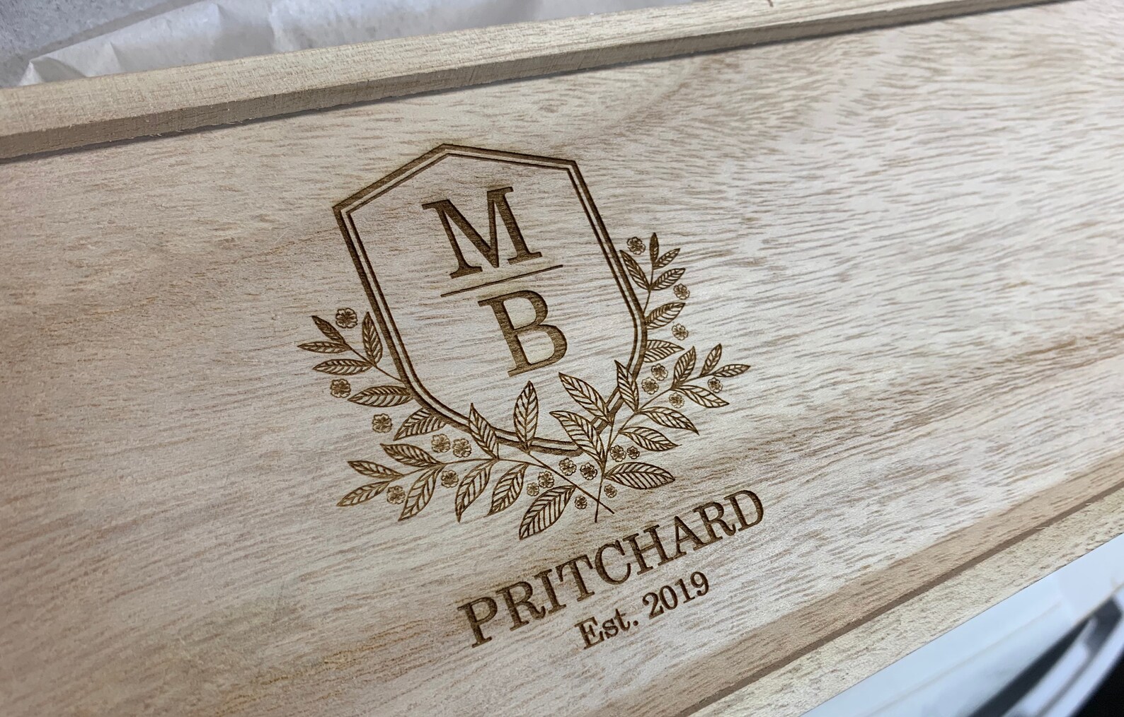 Personalized Wine Box, Custom Engraved Wine Box With Wedding Crest Logo ...
