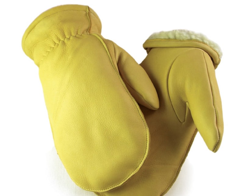 Classic Leather Chopper Mittens With Minnesota Shape Text Logo Engraved ...