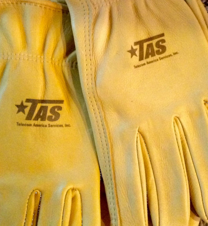 Custom Engraved Branded Logo Leather Work Gloves for Business, Company ...