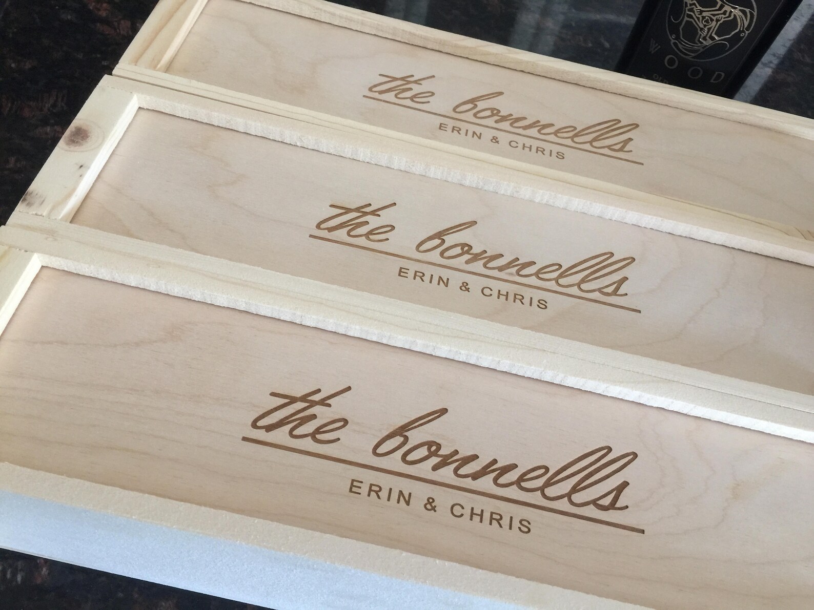 Custom Engraved Wood Wine Box Gift Personalized for Wedding ...