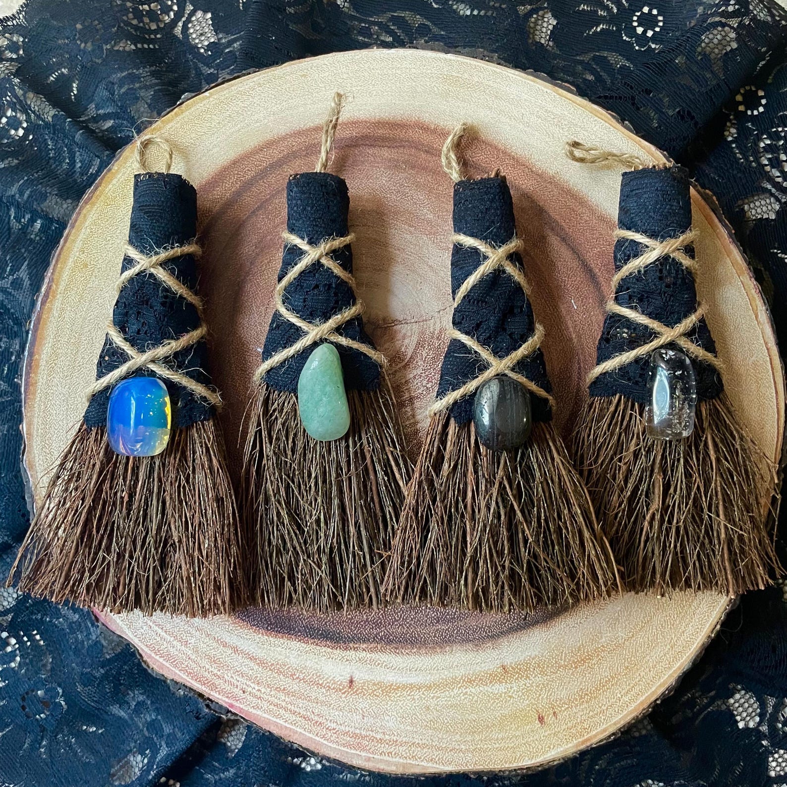 Protection Prosperity Crystal Cinnamon Scented Witch Besom Broom - Etsy