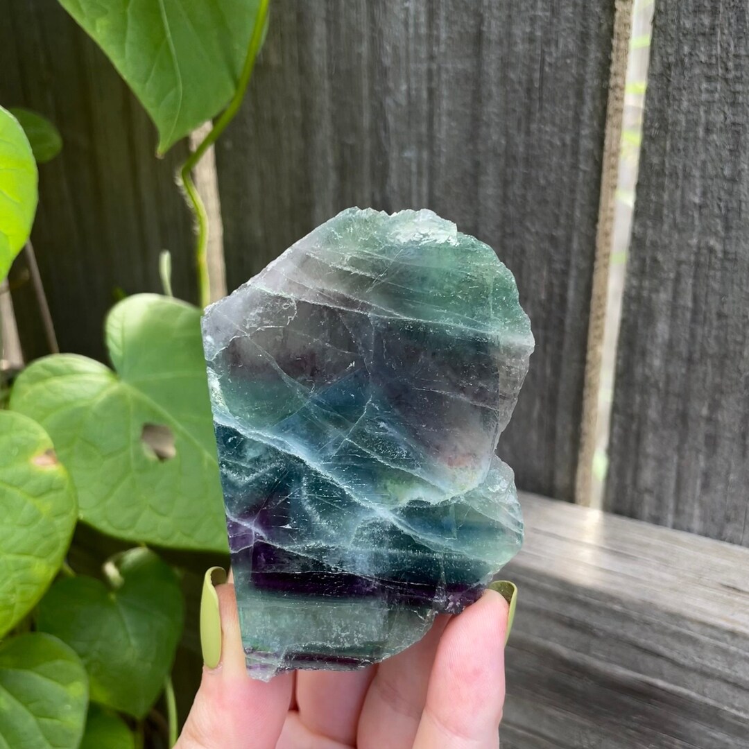 Striped Natural Fluorite Crystal Slab - Etsy