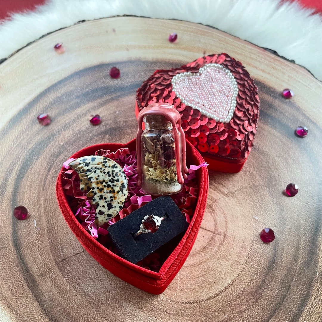 Valentines Crystal Filled Heart Shaped Sequined Box - Etsy