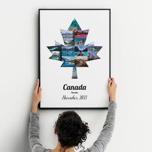 Canada Maple Leaf Photo Collage, Honeymoon Wedding Gift, Custom Travel ...
