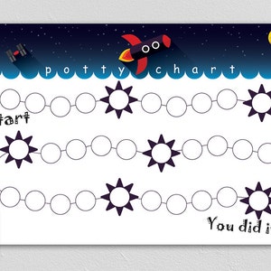 Space Themed Reward Chart, Printable Blue Potty Training, Sticker ...
