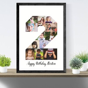 Number 2 Photo Collage, Second Birthday Gift, Custom Anniversary Baby ...