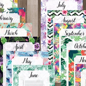 Tropical Perpetual Wall Calendar, Printable Monthly Yearly Anniversary ...