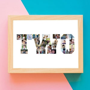 TWO Photo Collage, Second Birthday Collage, Number 2 Poster, DIGITAL ...