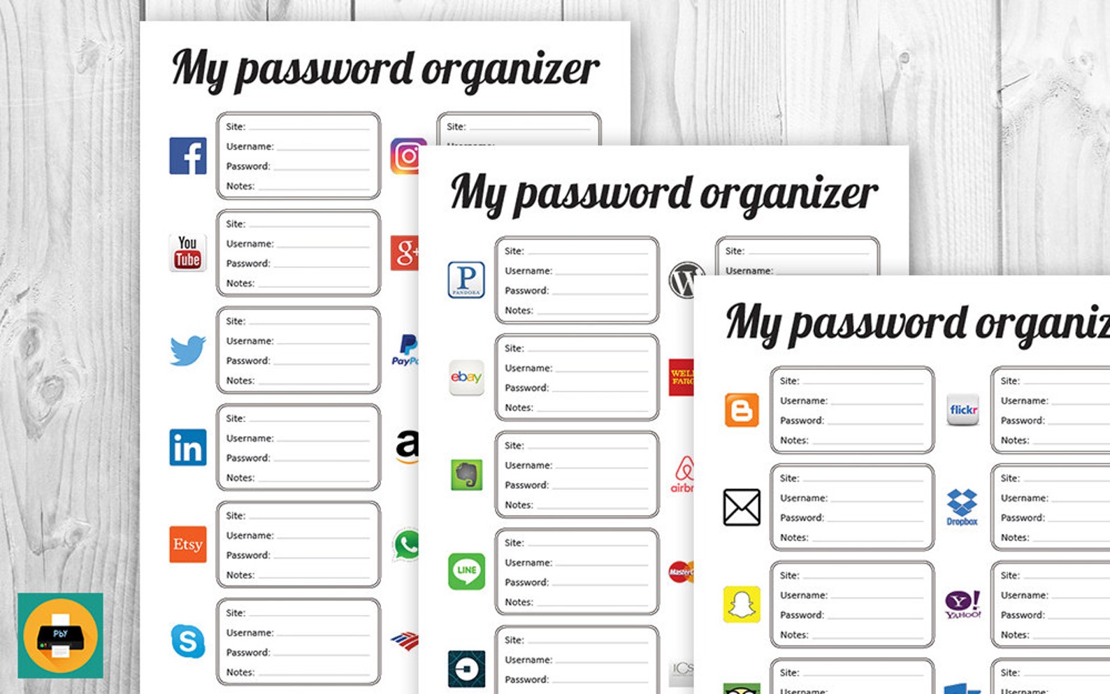 Password Organizer Printable, Personal Tracker, Filofax Inserts ...