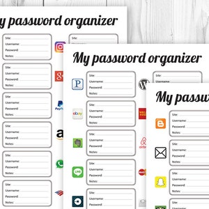 Password Organizer, Personal Tracker, List, Keeper, Manager, Reminder ...