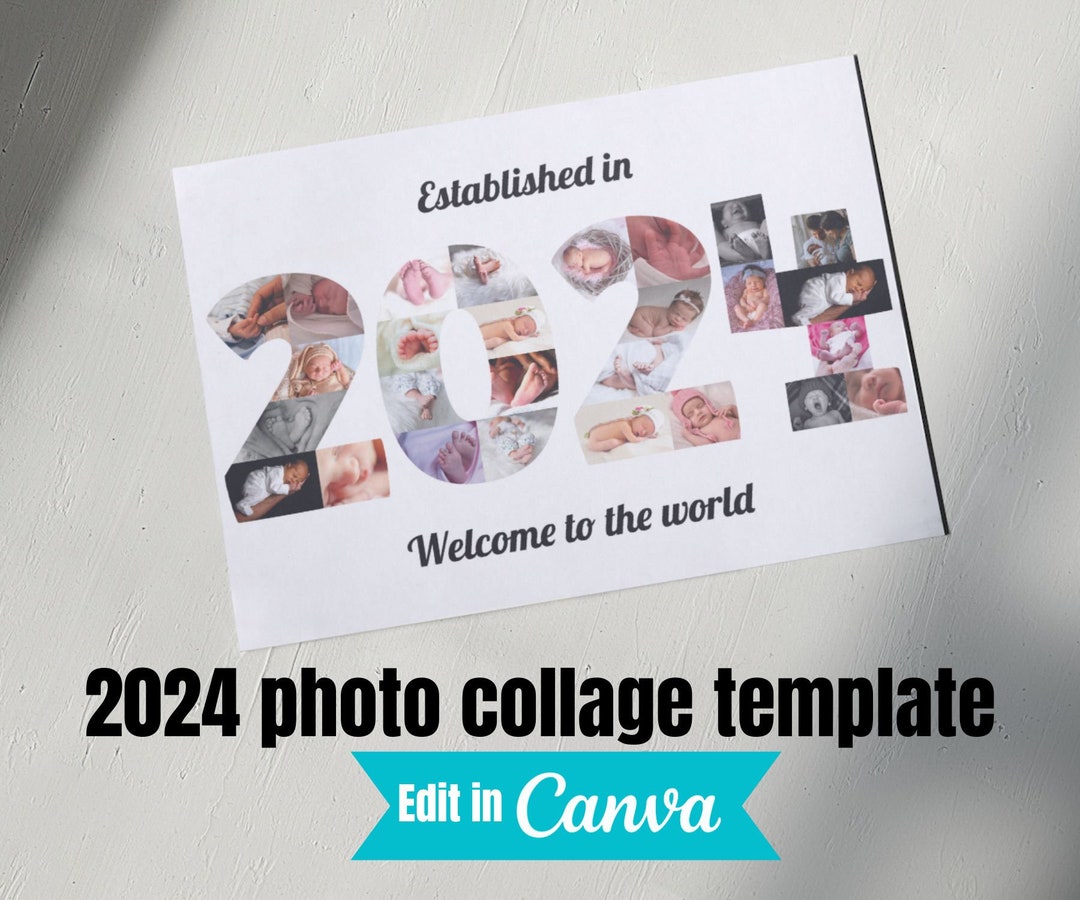 2024 Photo Collage Template Edit in Canva, Born in 2024 Birthday ...
