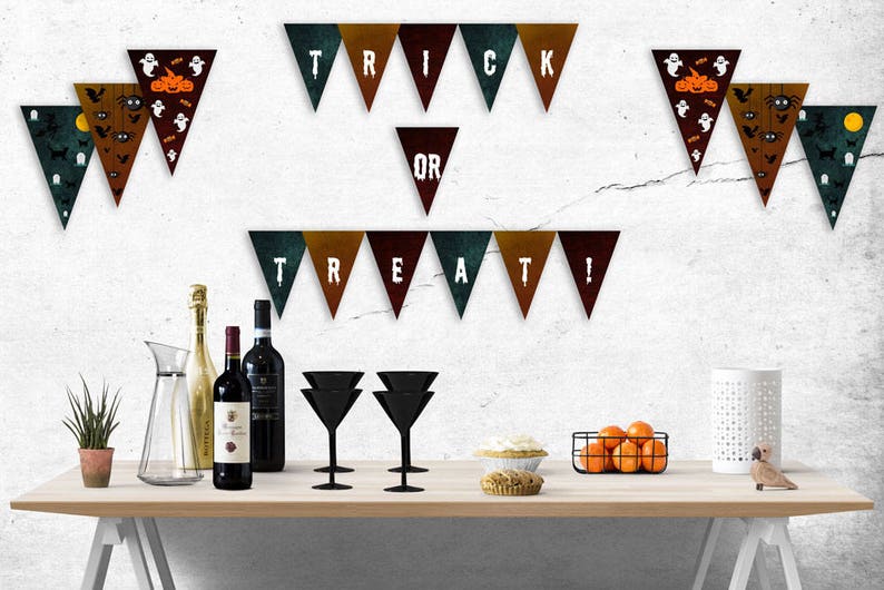 Printable Trick or Treat Pennant Banner Halloween Pennants | Etsy