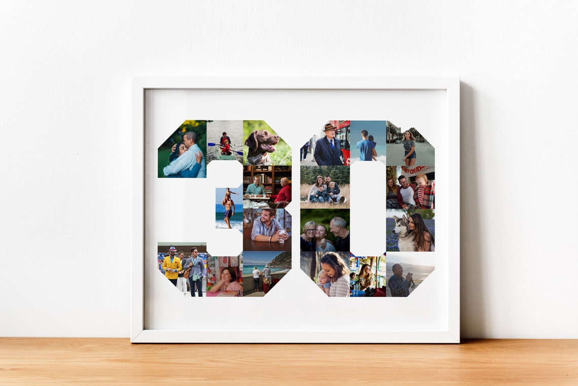 30th Birthday Photo Collage 30th Anniversary Number Collage - Etsy