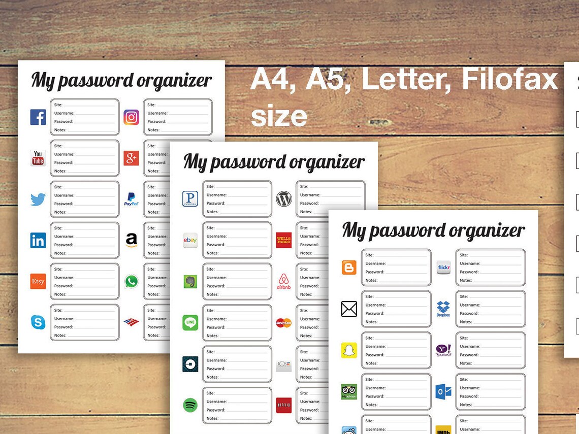 Password Organizer Personal Tracker List Keeper Manager - Etsy