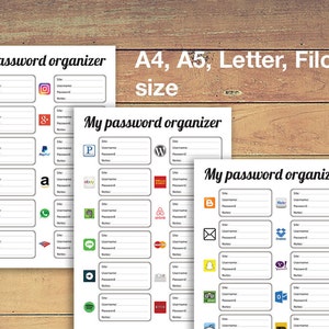 Password Organizer, Personal Tracker, List, Keeper, Manager, Reminder ...