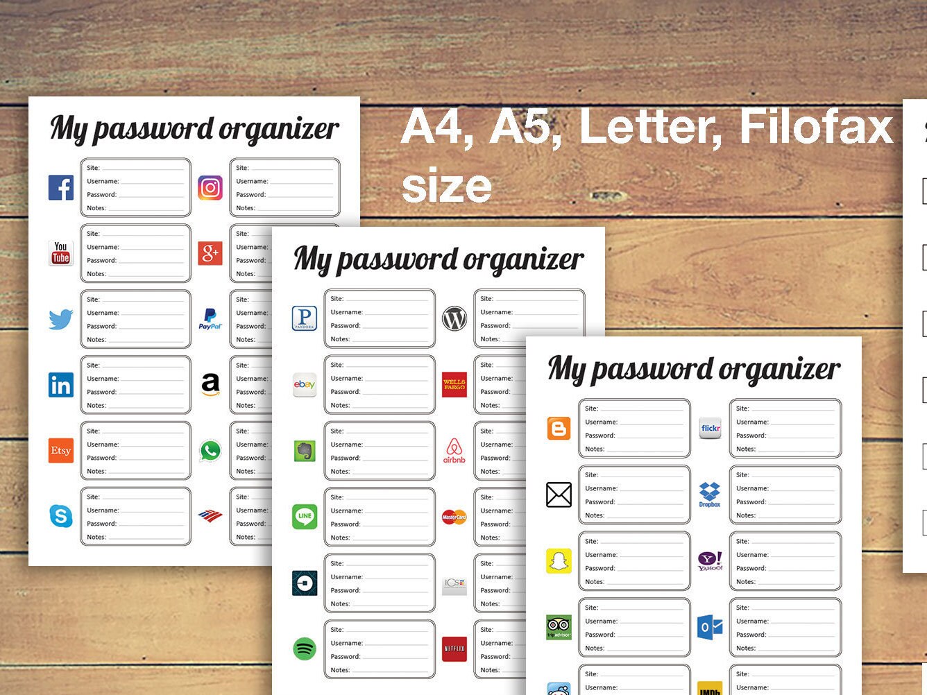 Password Organizer Personal Tracker List Keeper Manager - Etsy