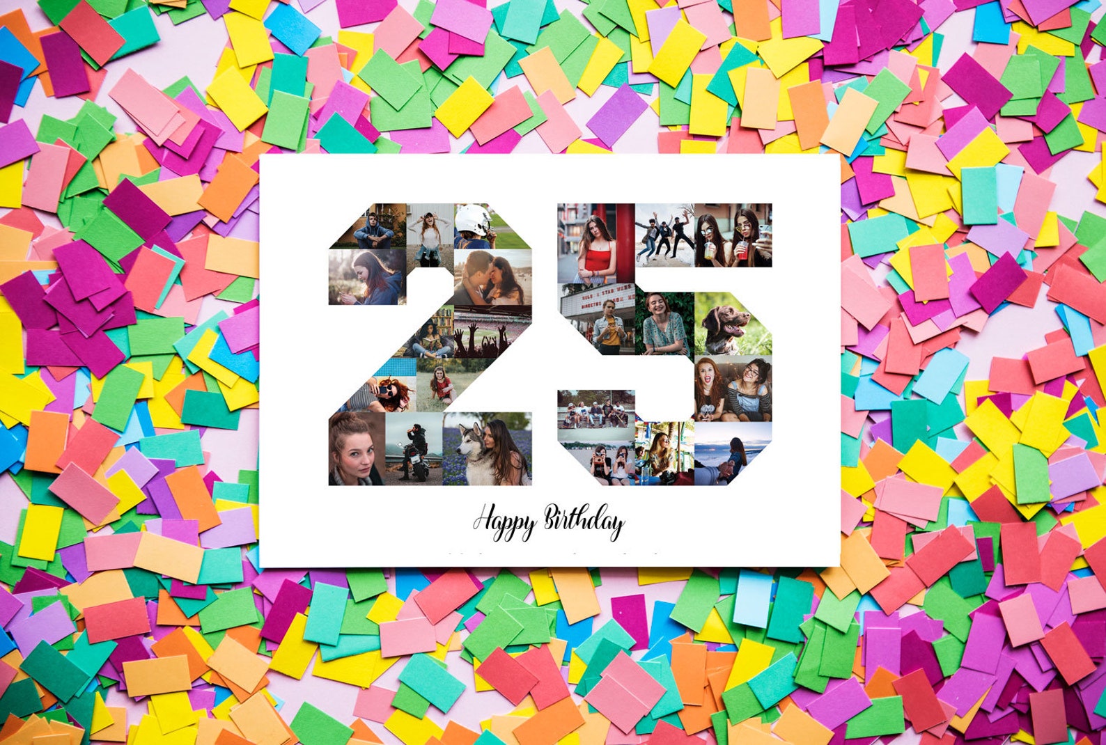25th Birthday Photo Collage 25th Anniversary Number Collage | Etsy