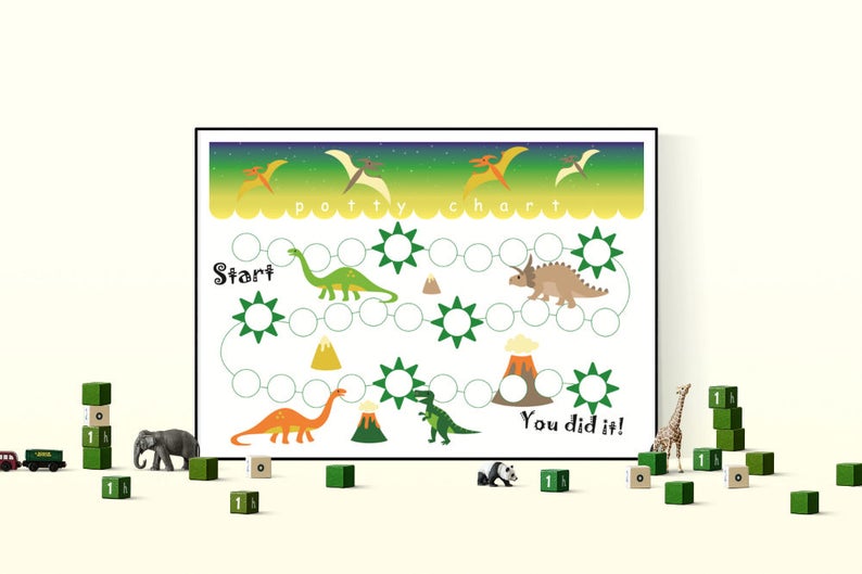 Dinosaur Potty Training Sticker Chart, Boys Reward Schedule (instant ...