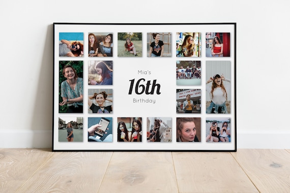16th Birthday Photo Collage Alternative Sweet Sixteen Sign - Etsy