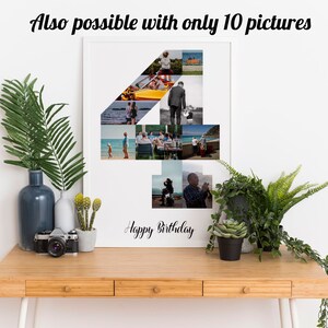 Number 4 Anniversary Photo Collage, Fourth Birthday Gift, Custom Baby ...