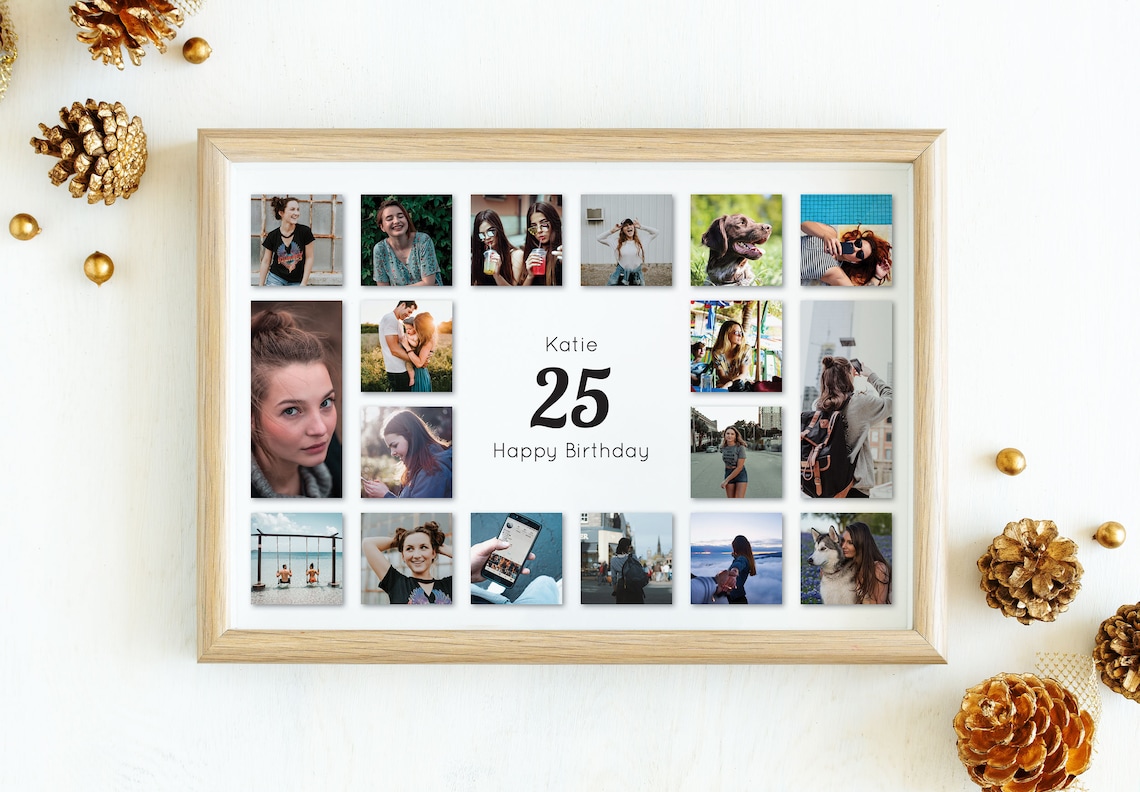 25th Birthday Photo Collage 25th Anniversary Number Collage - Etsy