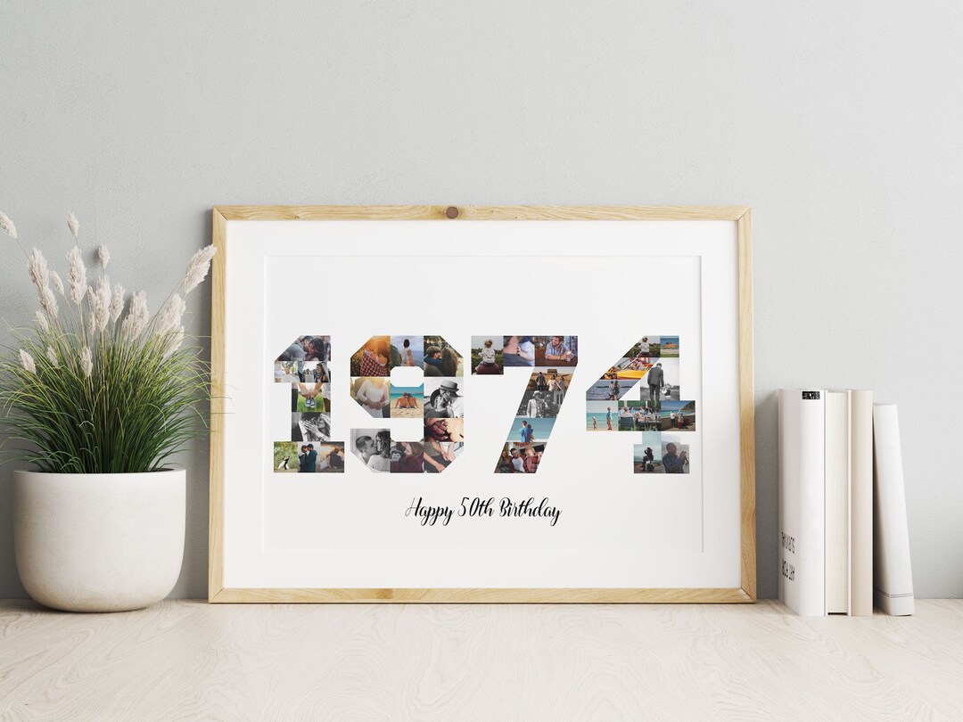 1974 Photo Collage, 50th Birthday Collage, Born in 1974 Printable Gift ...