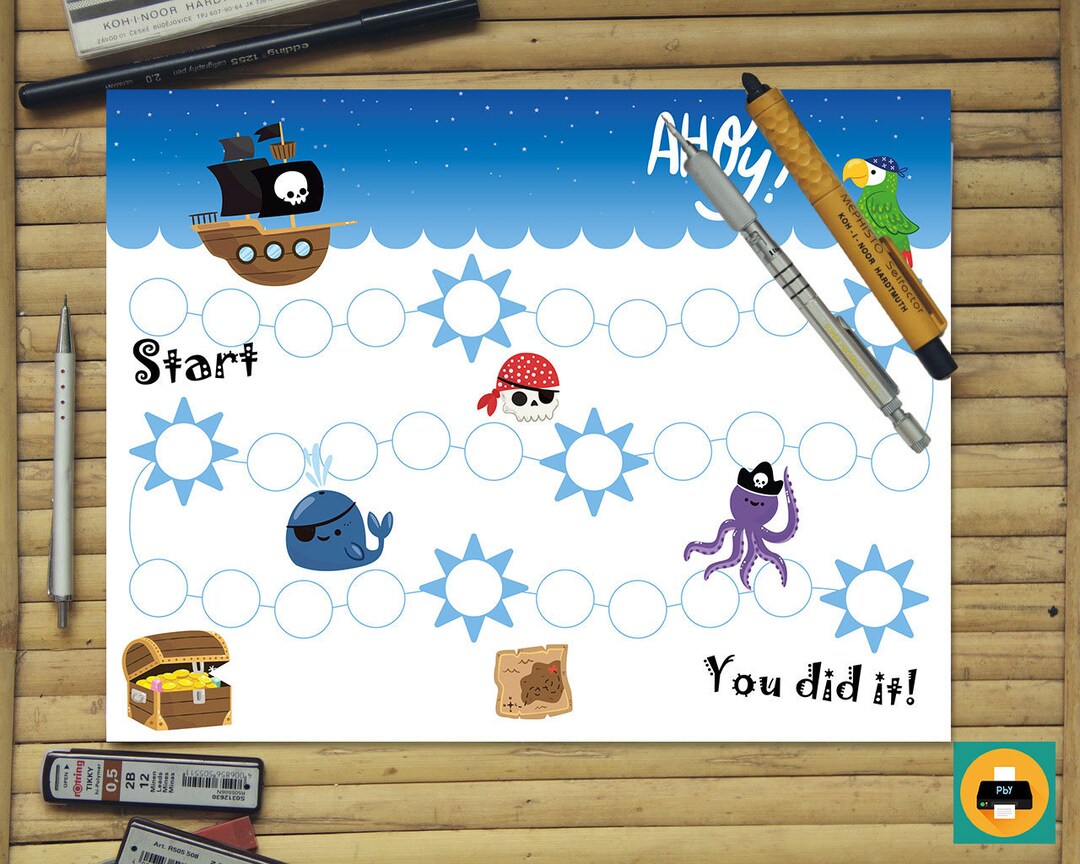 Pirate Potty Training Chart, Reward Chart, Printable Sticker Chart ...