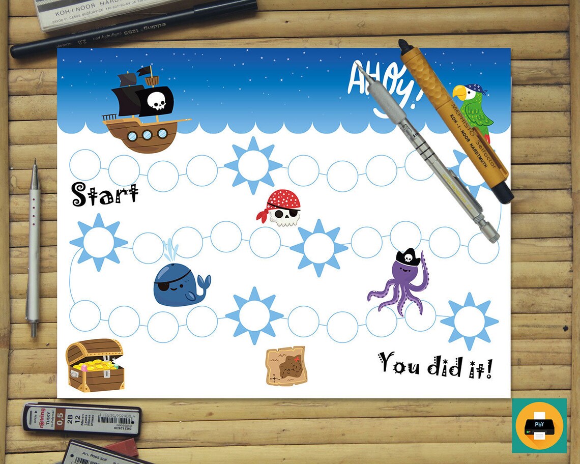 Pirate Potty Training Chart, Reward Chart, Printable Sticker Chart ...