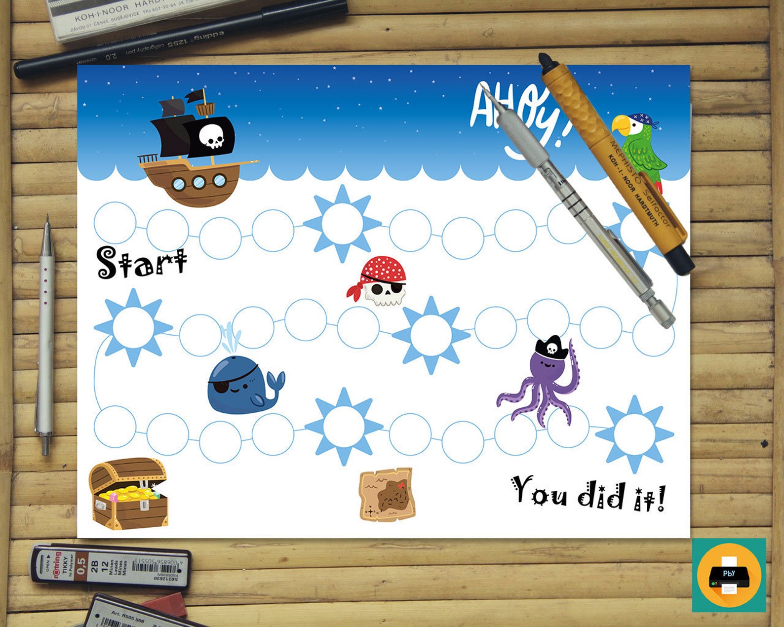 Pirate Potty Training Chart Reward Chart Printable Sticker | Etsy