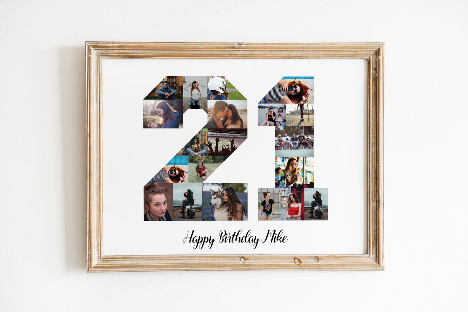 21st Birthday Photo Collage Number Photo Gift Bff Gift for - Etsy
