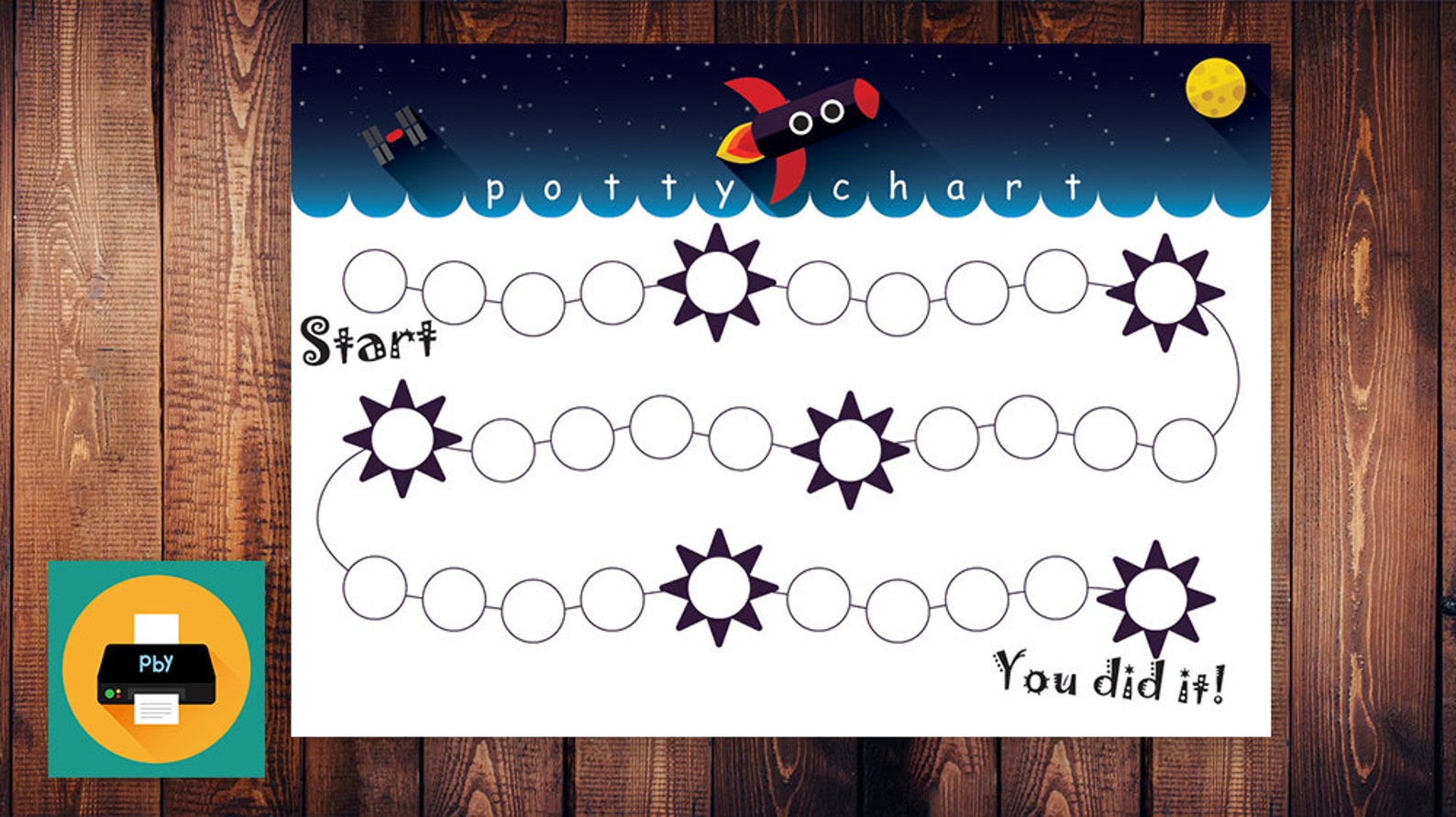 Space Themed Reward Chart Printable Blue Potty Training | Etsy