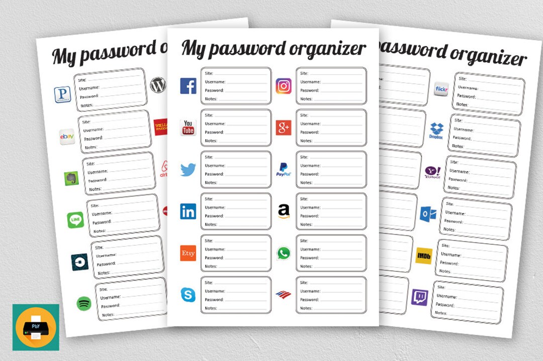 Password Organizer, Personal Tracker, List, Keeper, Manager, Reminder ...