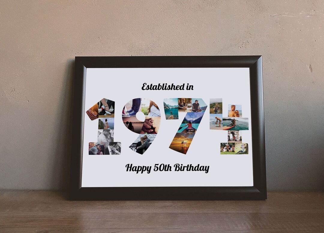1974 Photo Collage, 50th Birthday Collage, Born in 1974 Printable Gift ...