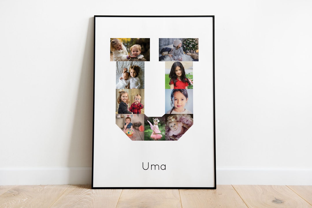 Letter U Photo Collage, Name Photo Gift, Newborn Photo Collage, Custom ...