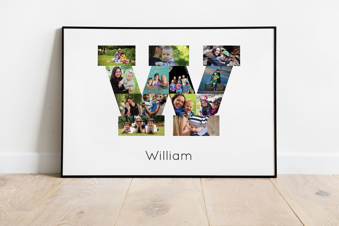 Letter W Photo Collage, Name Photo Gift, Newborn Photo Collage, Custom ...