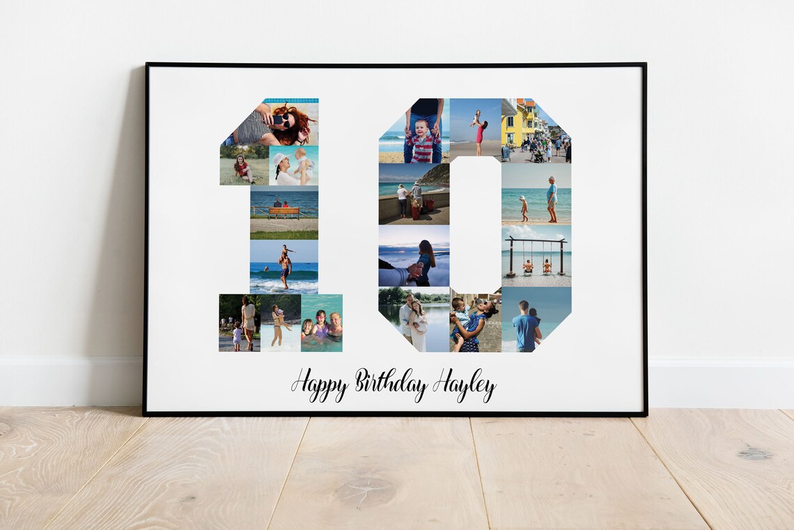 10th Birthday Photo Collage Anniversary Collage Number Ten | Etsy