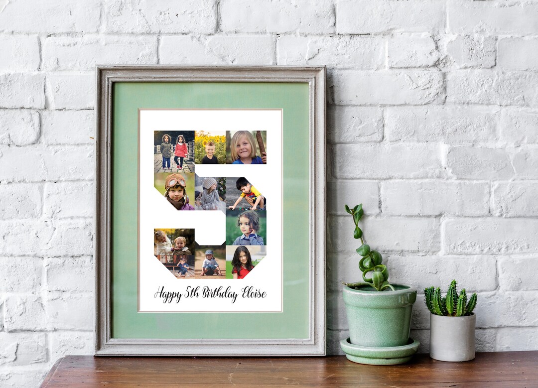 5th Birthday Photo Collage, Number Five Collage, Custom Fifth ...
