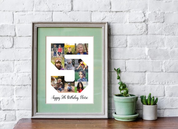 5th Birthday Photo Collage Number Five Collage Custom Fifth - Etsy