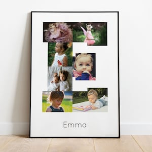 Letter E Photo Collage, Name Photo Gift, Newborn Photo Collage, Custom ...