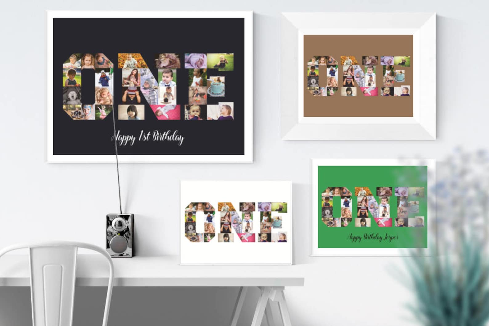 Number ONE Photo Collage First Birthday Gift Babys First - Etsy
