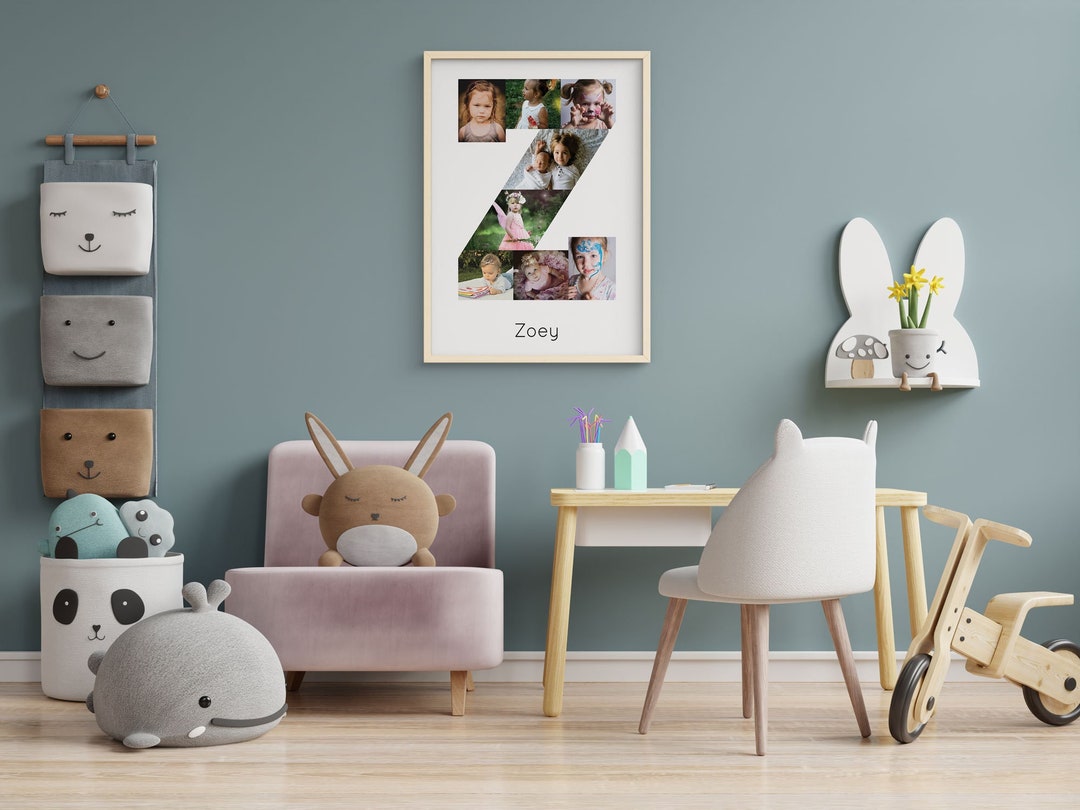 Letter Z Photo Collage, Name With Z Photo Gift, Newborn Photo Collage ...